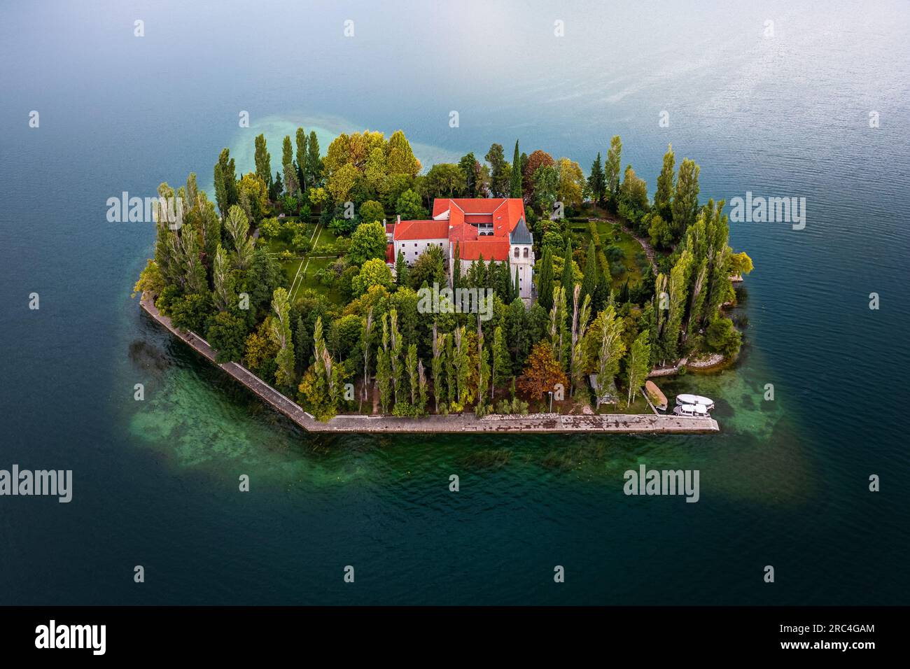 Visovac, Croatia - Aerial view of the amazing Visovac Christian ...