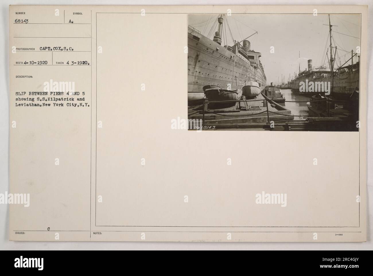 Image of the slip between piers 4 and 5 in New York City, showing the S ...