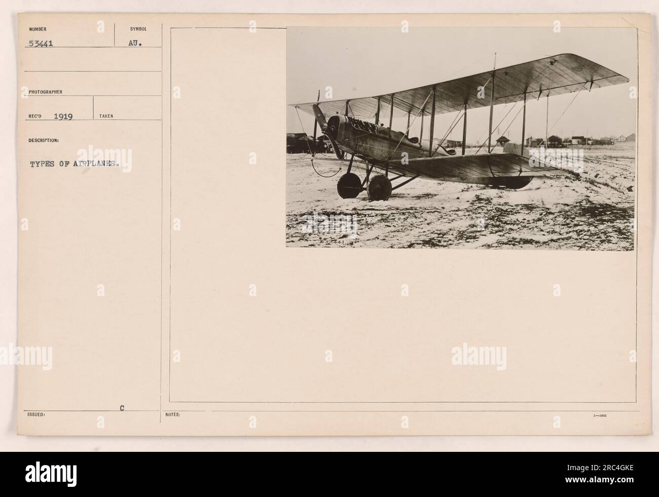 "Photograph from 1919 showing different types of airplanes used during ...