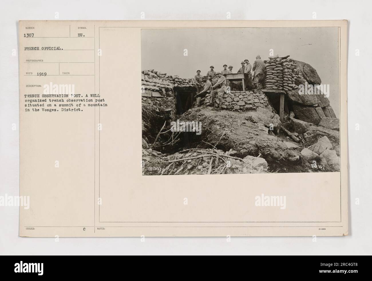 A well-organized trench observation post on a mountain summit in the ...