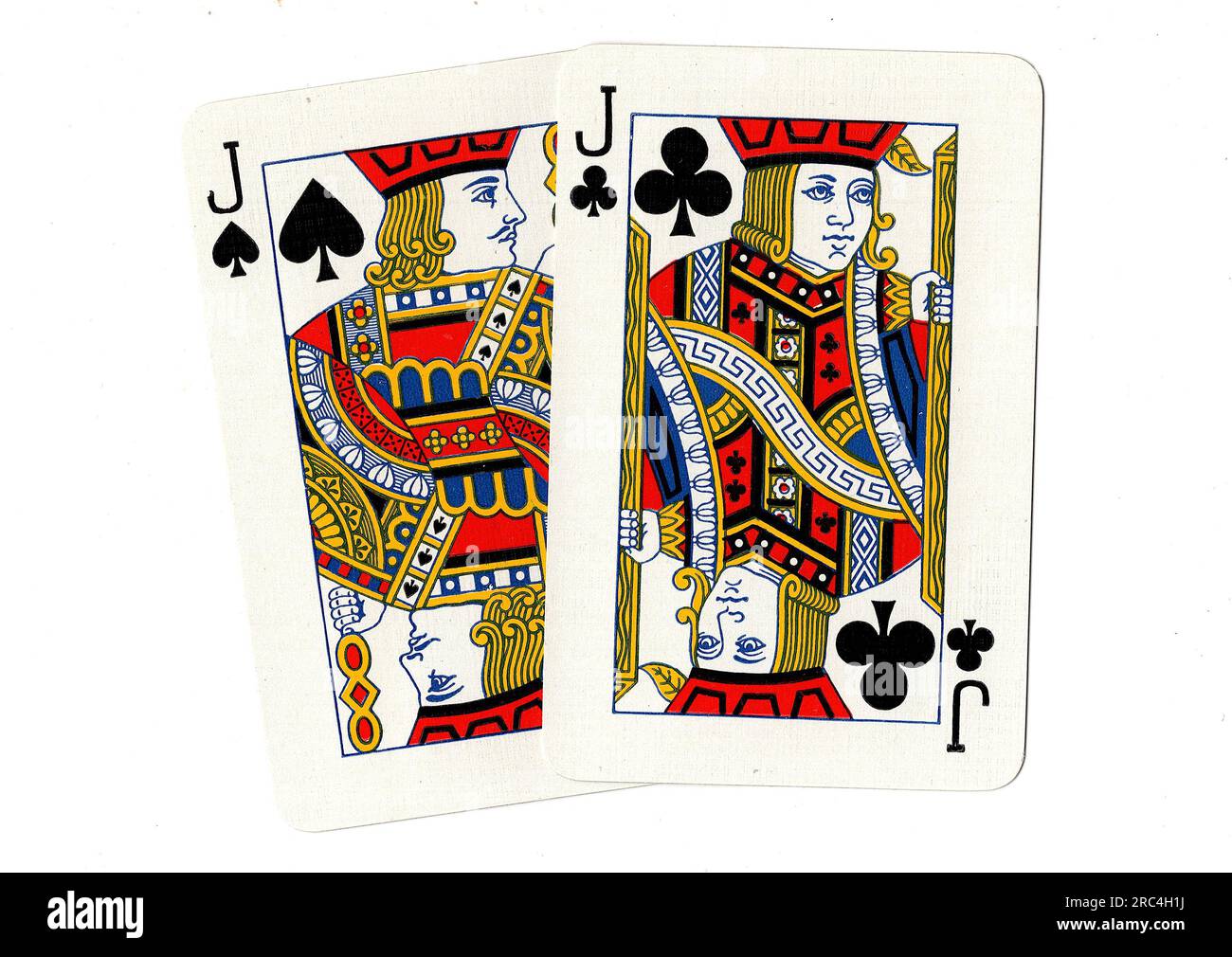 Vintage playing cards showing a pair of jacks on a white background Stock Photo - Alamy