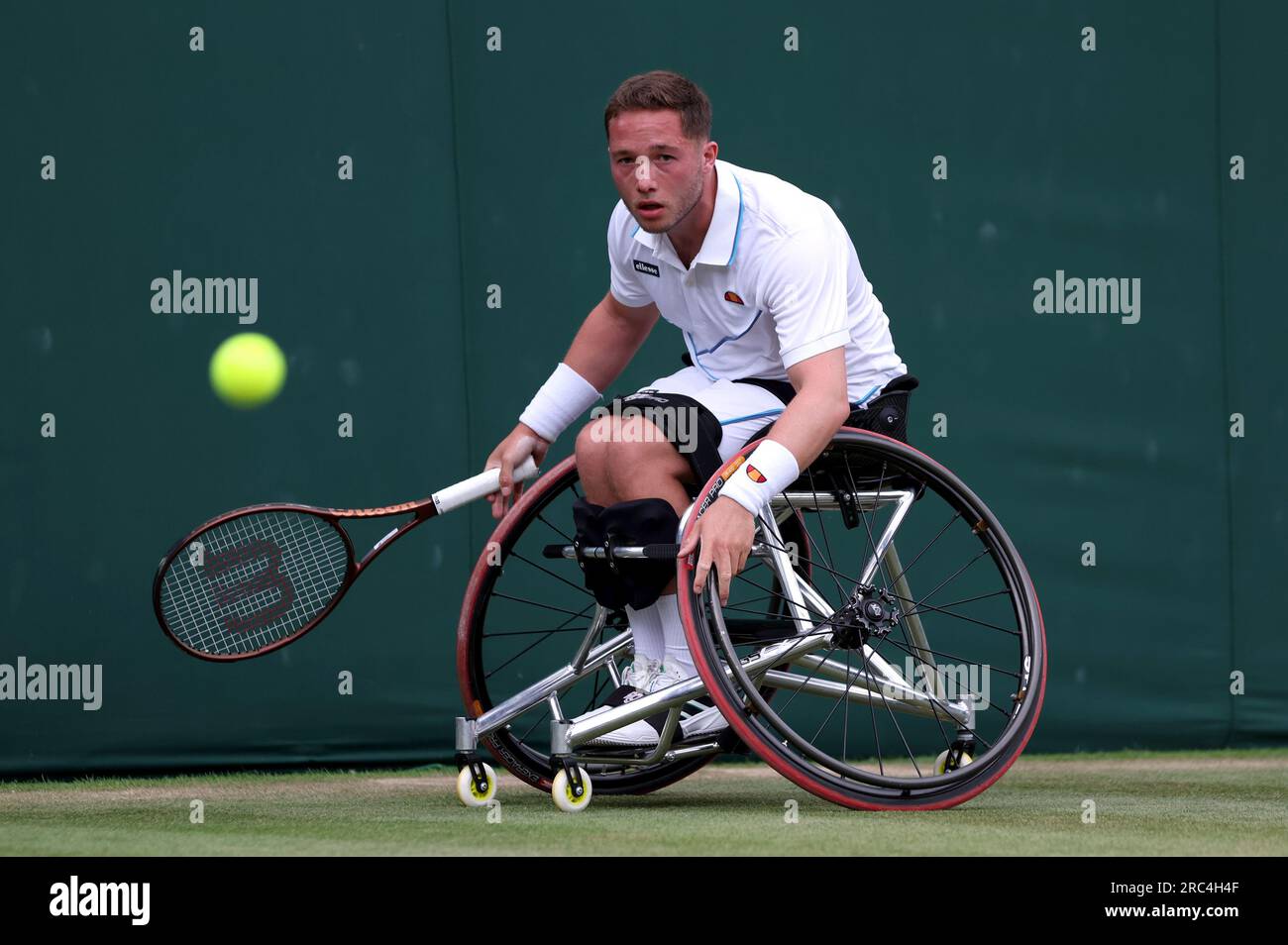 Alfie Hewitt in action against Joachim Gerard during the Gentlemen's ...