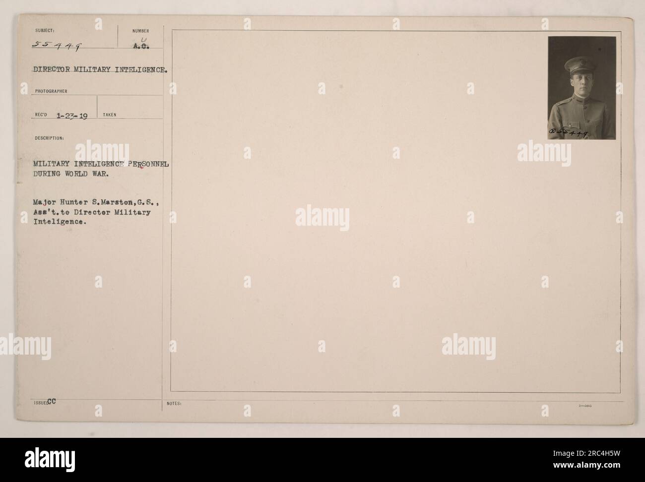 Major Hunter S. Marston, G.S., Assistant to the Director of Military ...