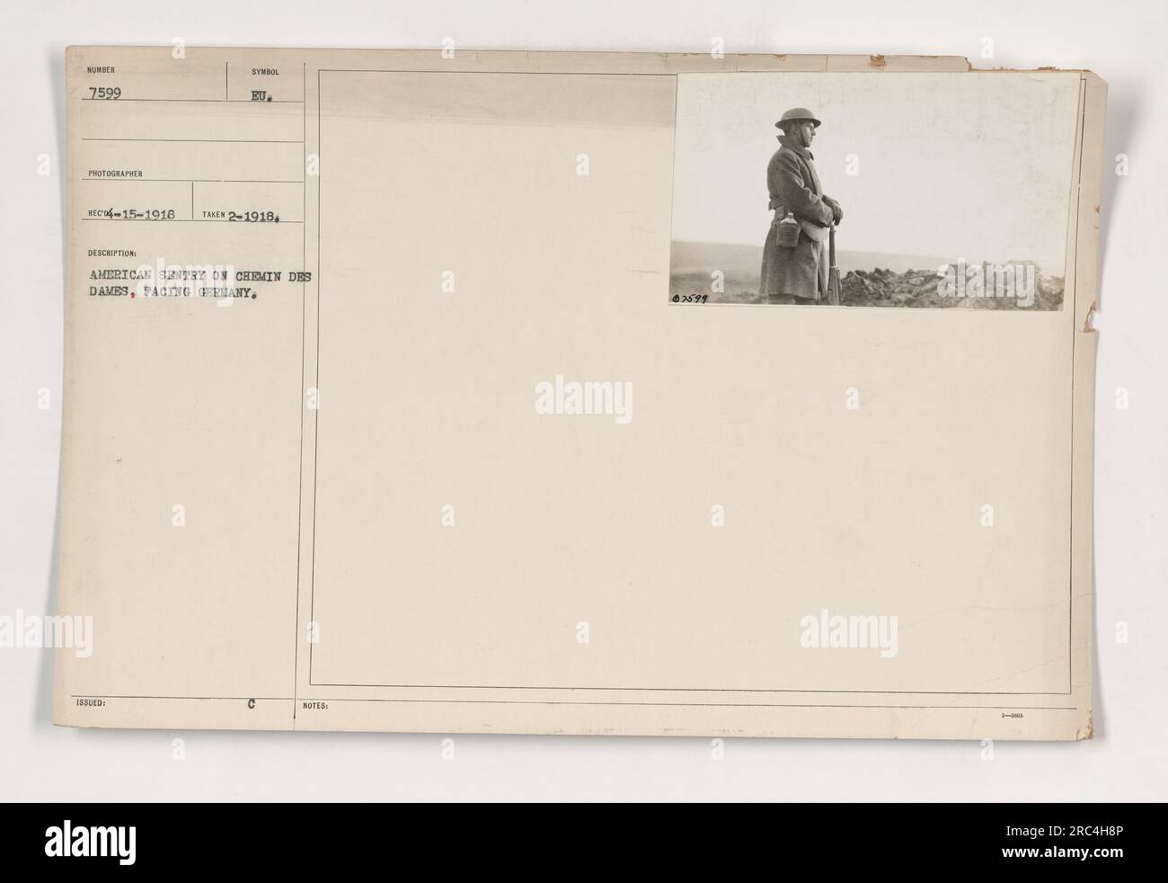 American sentry stationed on Chemin des Dames, a key strategic location ...