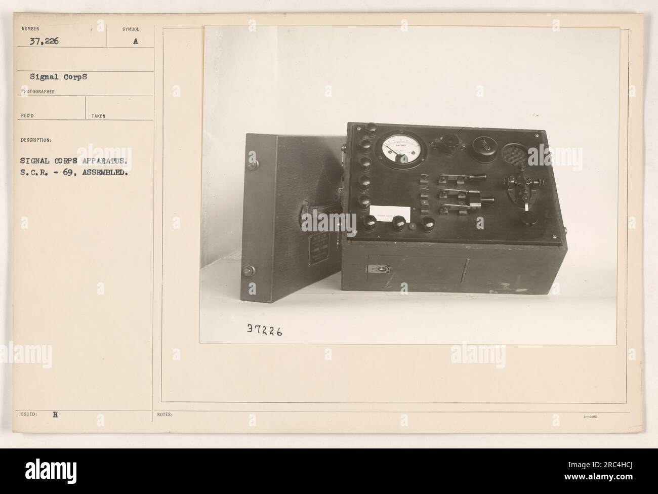 Signal Corps apparatus, number 37,226, captured in this photograph. It ...