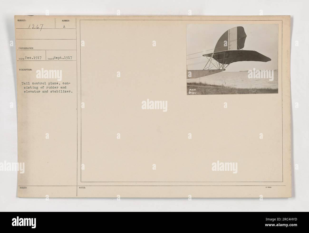 Tail control plane with rudder and elevator stabilizer. This photograph ...