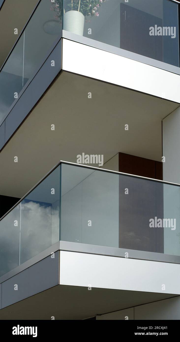 Modern residential building with balconies or terrace Stock Photo - Alamy