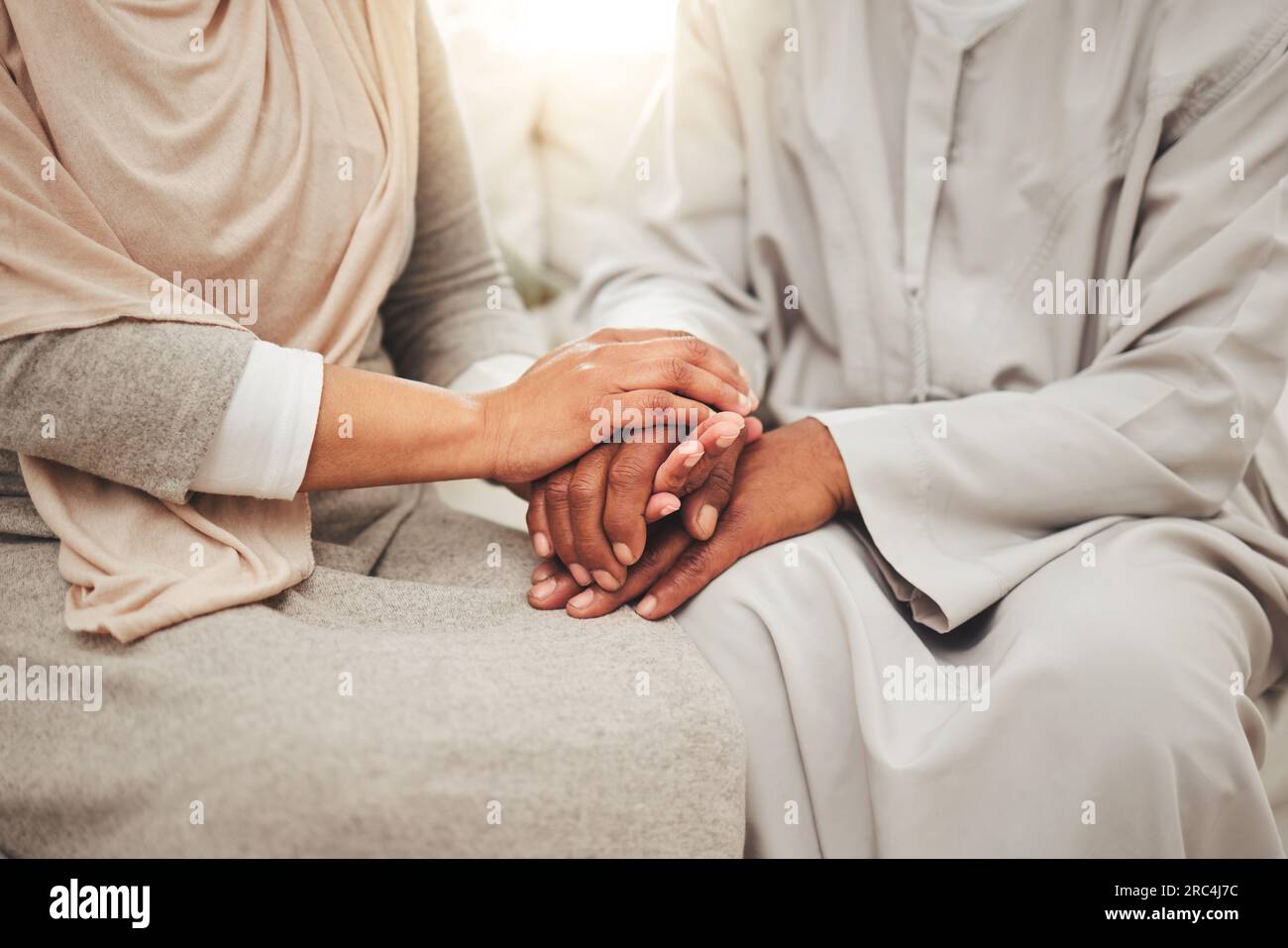 Muslim Couple Holding Hands Young Muslim Couple Smiling Happily Facing