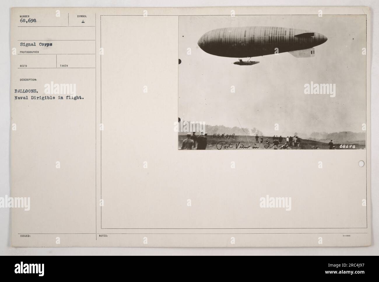 Naval Dirigible - A photograph unmarked with details, capturing a naval ...