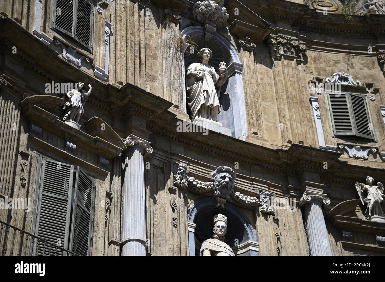 Baroque building at the North West corner of Quattro Canti with the ...