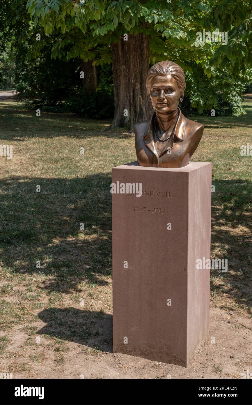Strasbourg, France - 06 26 2023: Orangerie Park. Bust in tribute to ...