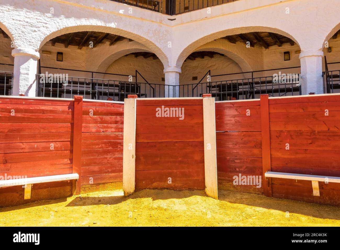 Barrier of the bullring world heritage in the city of Almaden, Spain ...