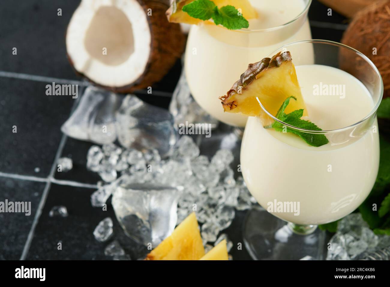 Pina Colada. Traditional caribbean cocktail from rum, pineapple juice ...