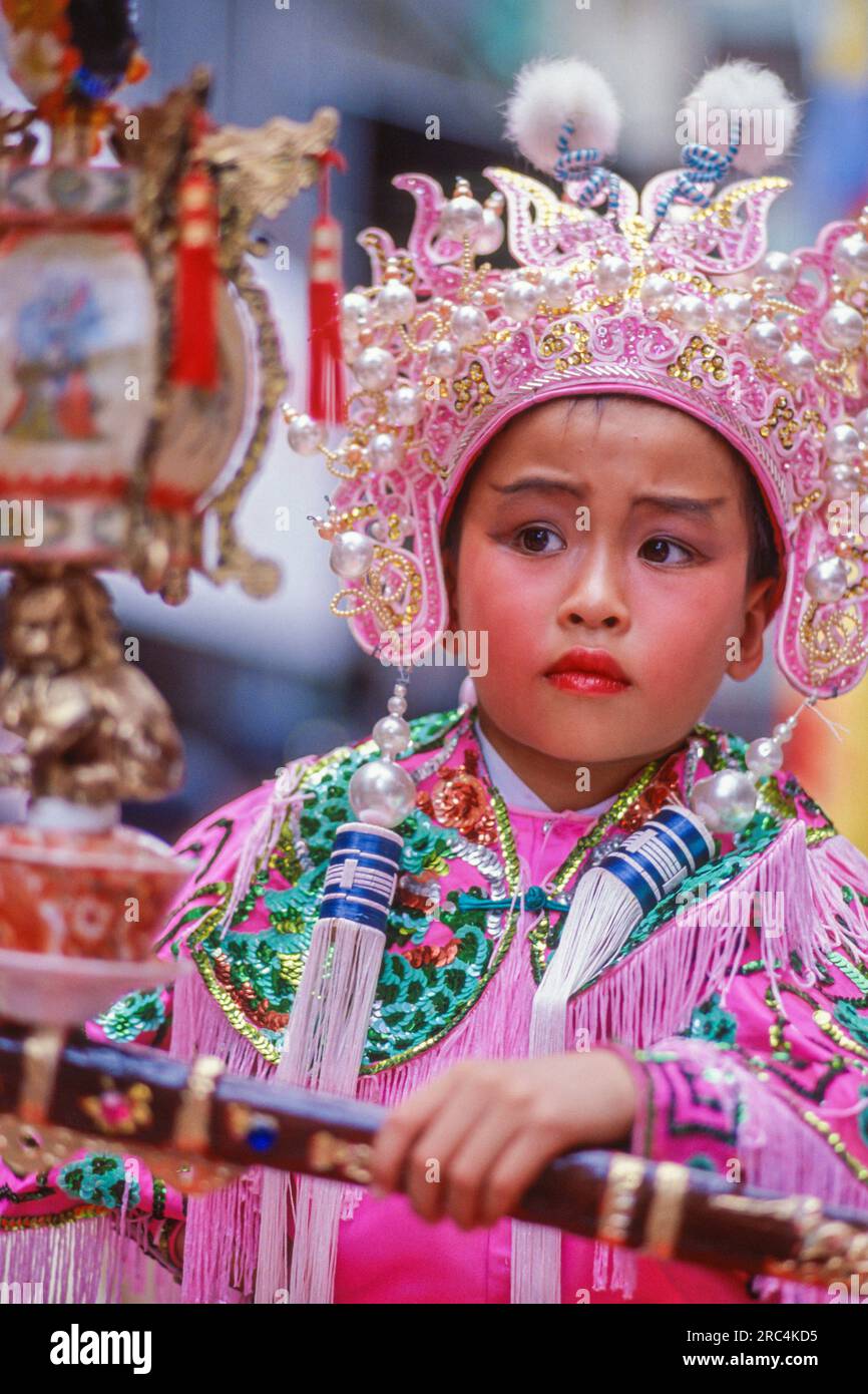 Participant in the Annual Cheung Chau Bun Festival Parade, Cheung Chau ...