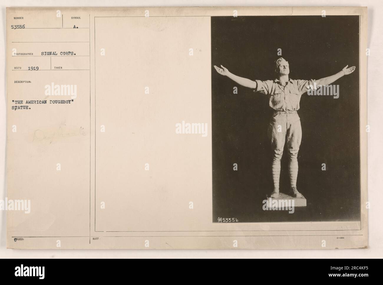 "The American Doughboy" statue, photographed in 1919 by the Signal ...