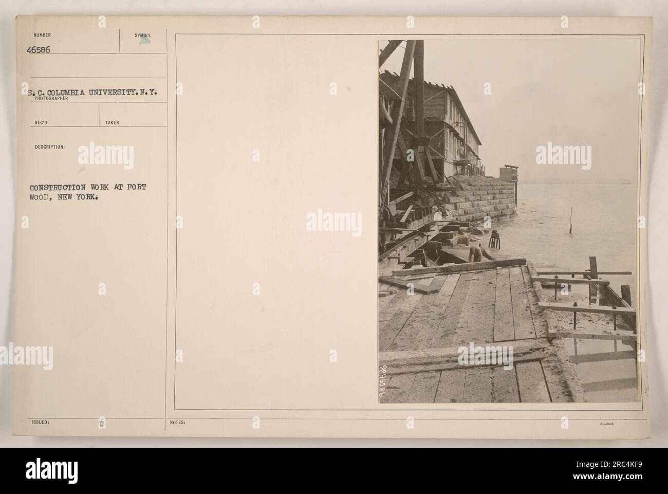 "Construction workers at Fort Wood, New York during World War One. The ...