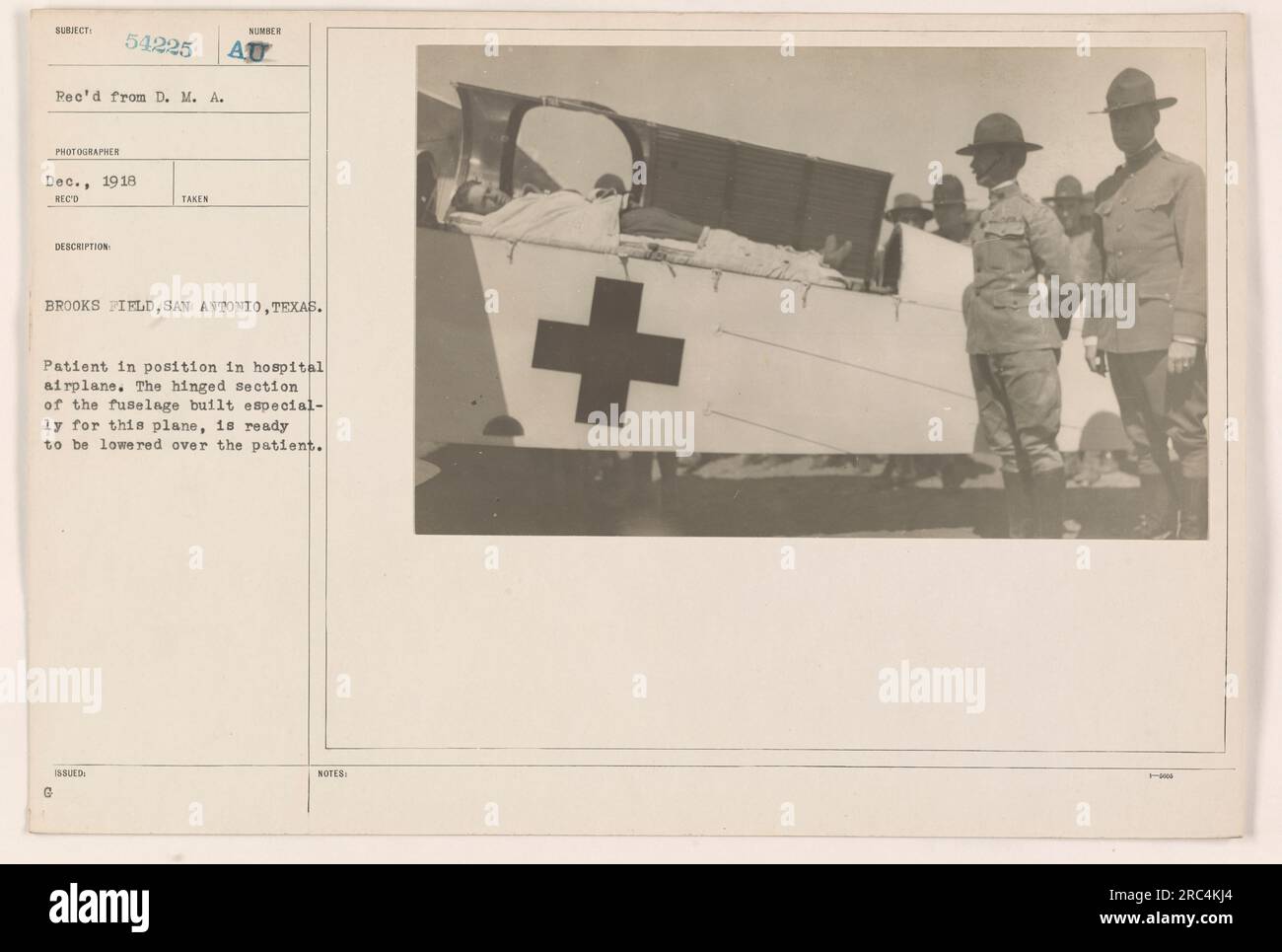 Brooks Field, San Antonio, Texas, 1918: A patient is positioned inside ...