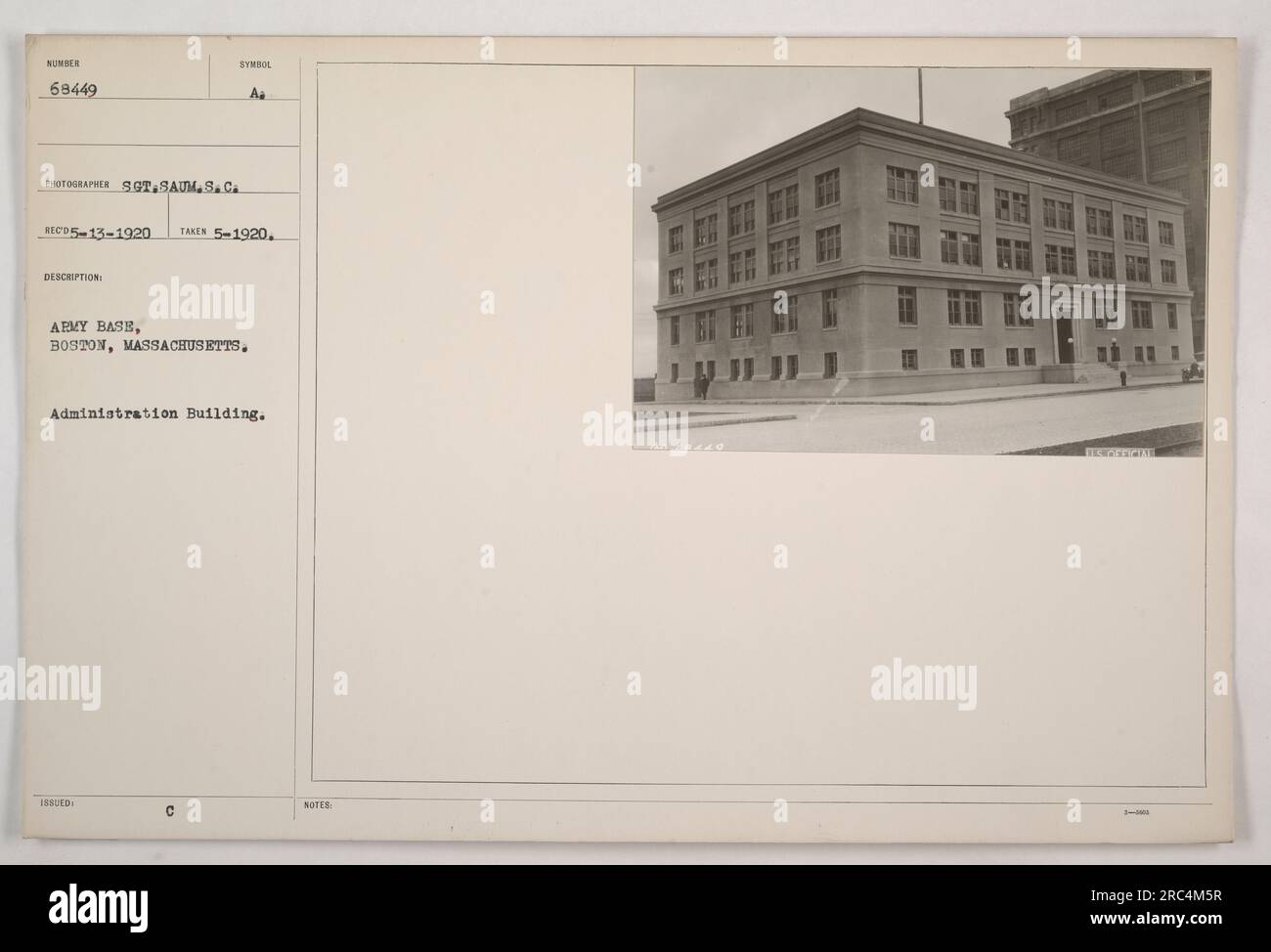 The photograph shows the Administration Building of an Army Base in ...