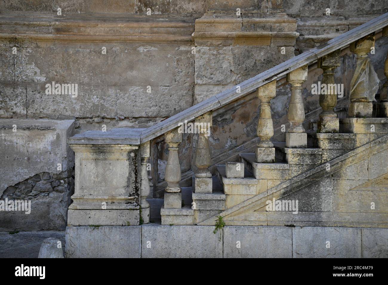 Antique marble stairway on the exterior of the Baroque style Chiesa di ...
