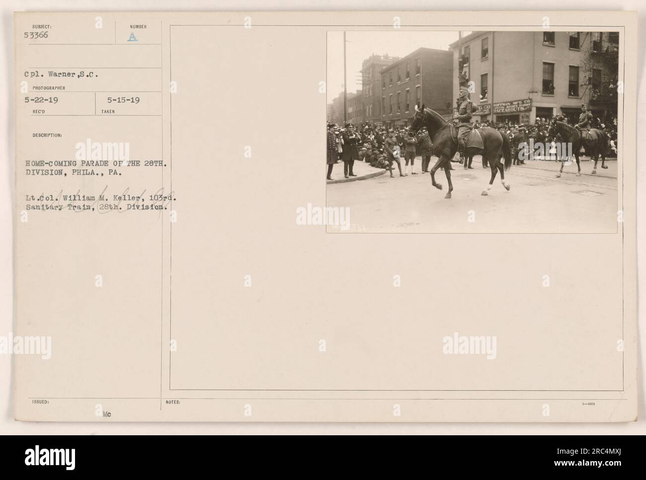Title: Homecoming Parade of the 28th Division in Philadelphia ...