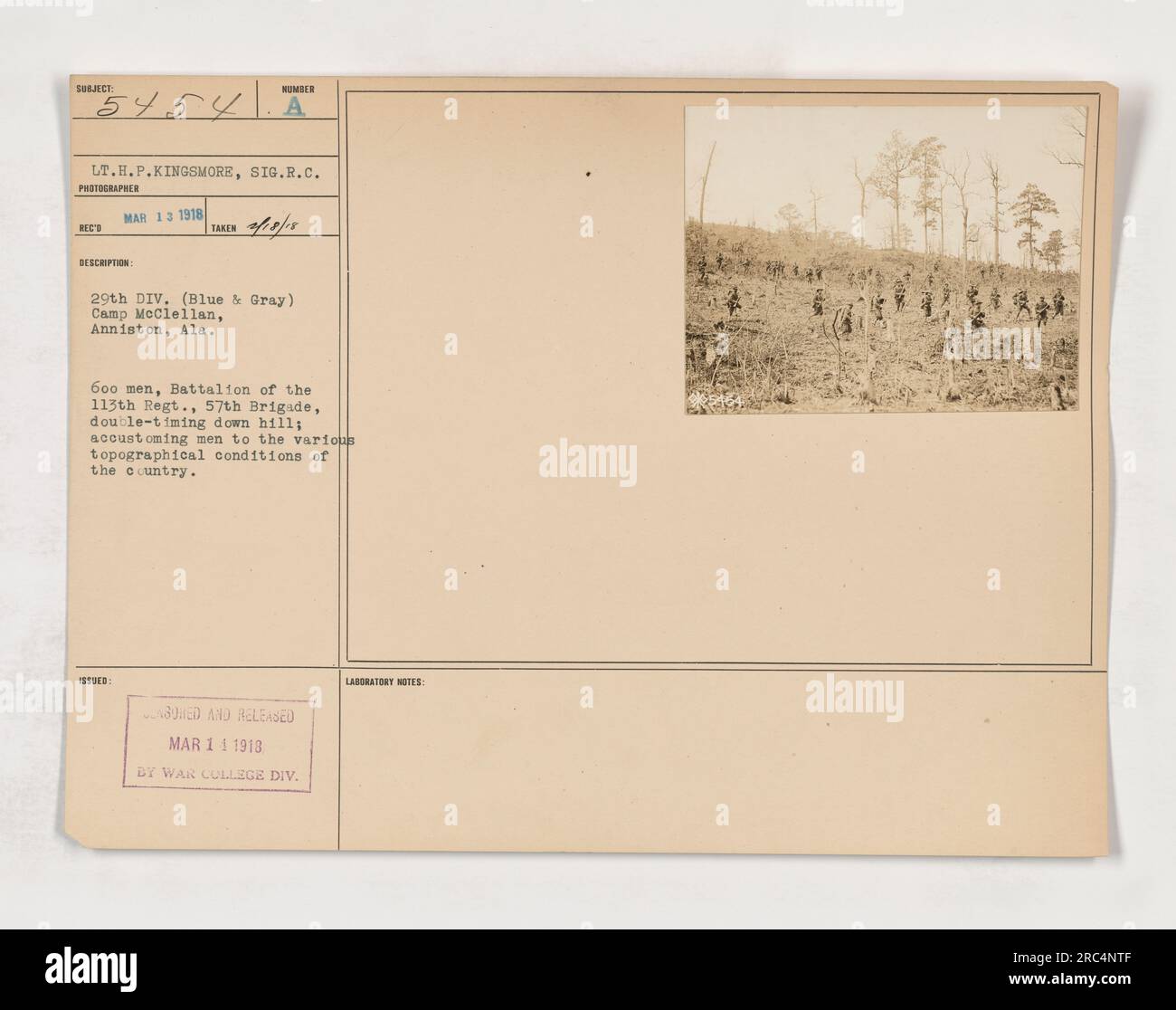 The photograph depicts Lieutenant H.P. Kingsmore of the Signal Corps ...