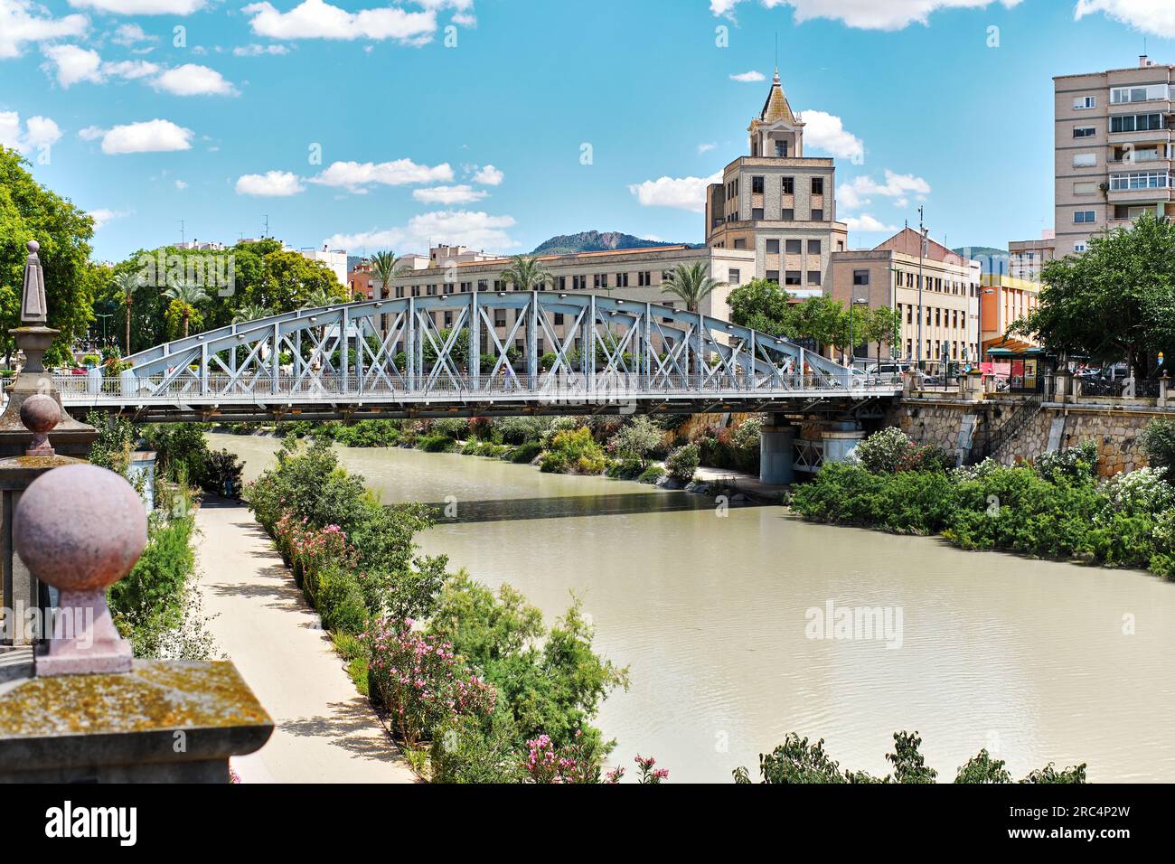New Iron bridge, parabolic metallic bridge across Segura River in the ...