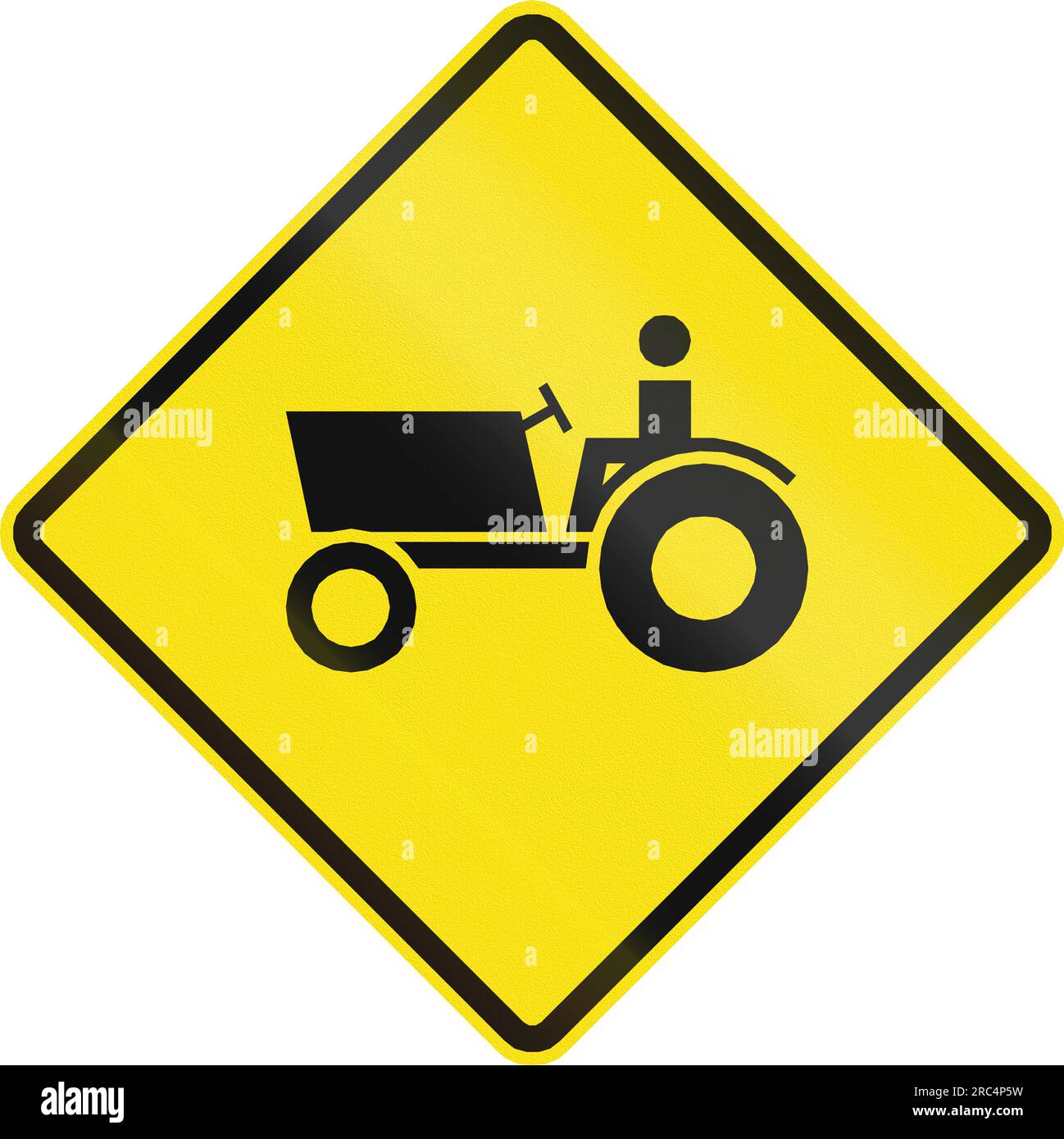 Chilean road warning sign: Tractor/farm vehicle crossing Stock Photo ...