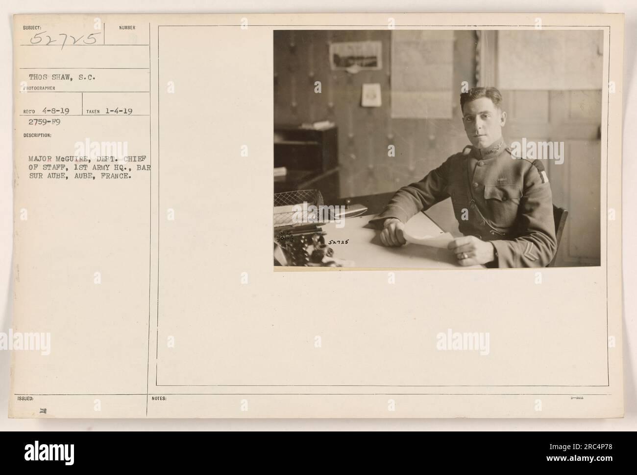 Major McGuire, Department Chief of Staff for the 1st Army Headquarters ...