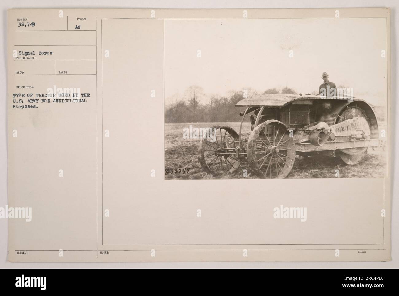 This photograph shows a tractor being used by the U.S. Army during ...