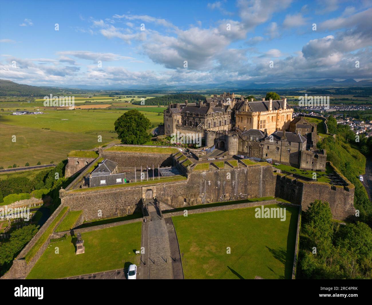 Aerial drone photo of Stirling castle in the city of Stirling, Scotland ...