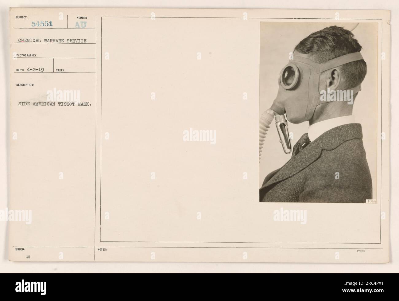 American soldier wearing a Tissot mask for protection against chemical ...