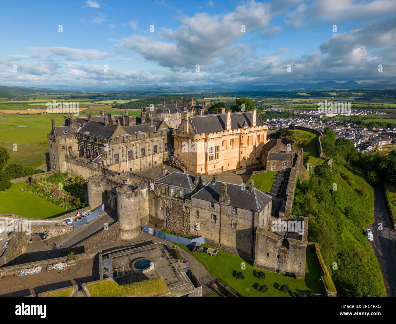 Aerial drone photo of Stirling castle in the city of Stirling, Scotland ...