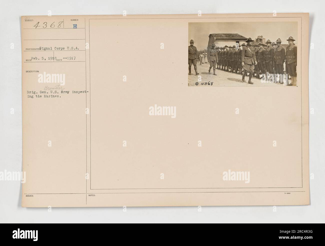 Brig. Gen. of the U.S. Army conducting an inspection of the Marines ...