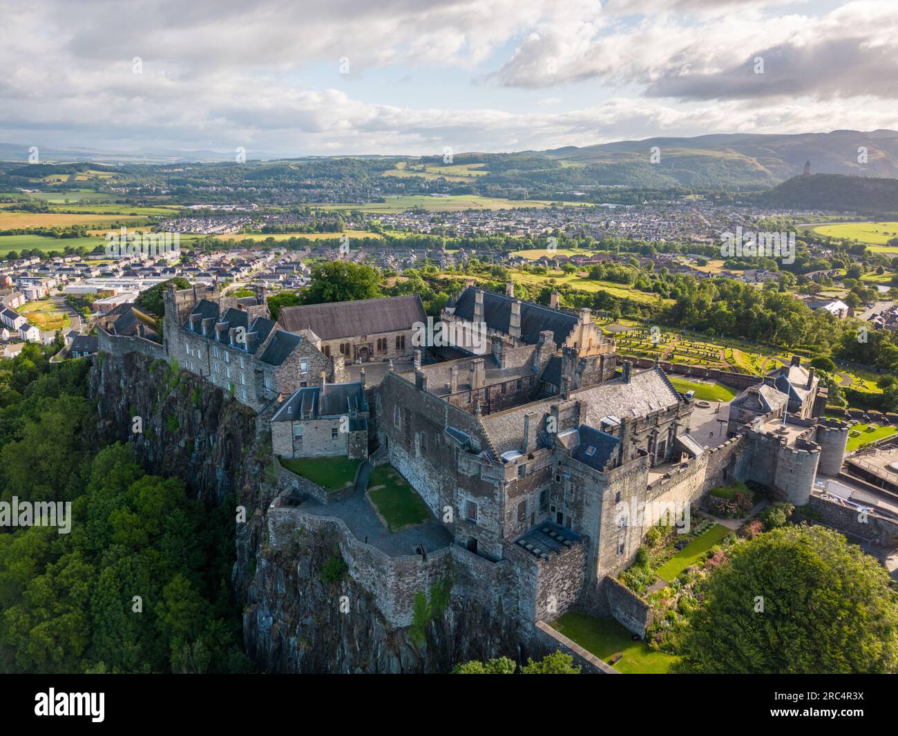 Aerial drone photo of Stirling castle in the city of Stirling, Scotland ...