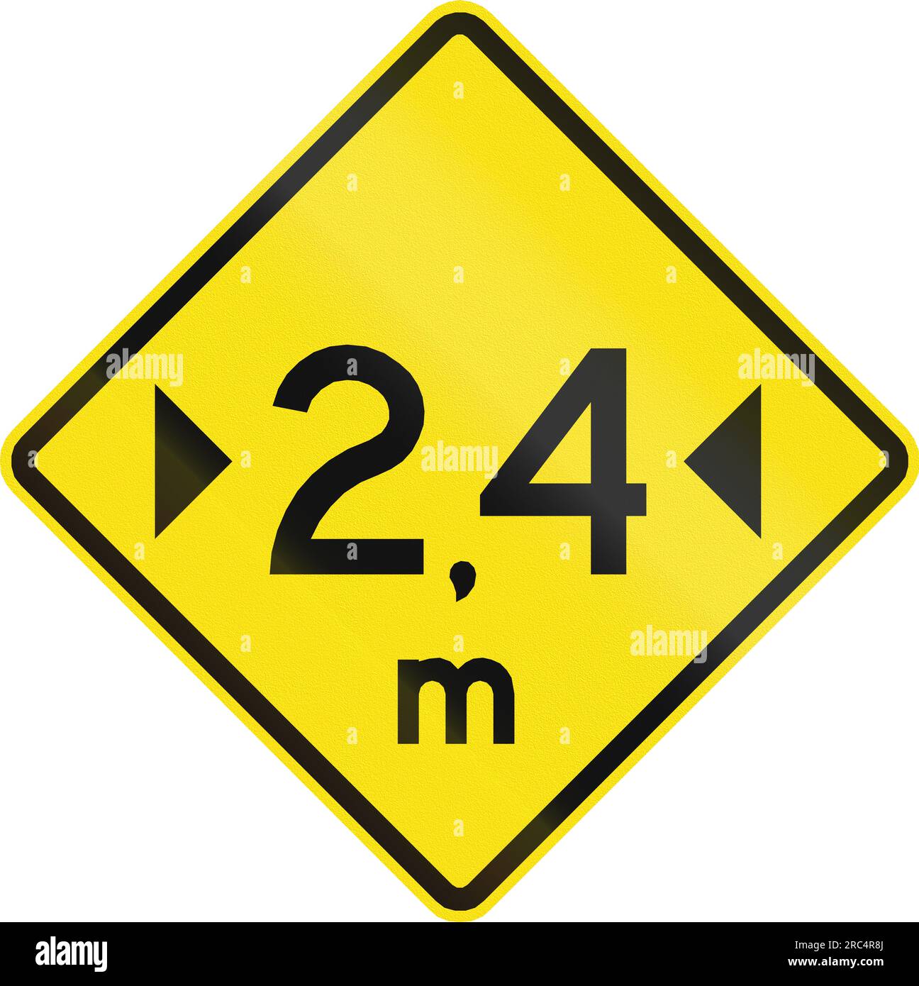 Warning road sign in Chile: Width restriction ahead (2,4 meters Stock ...