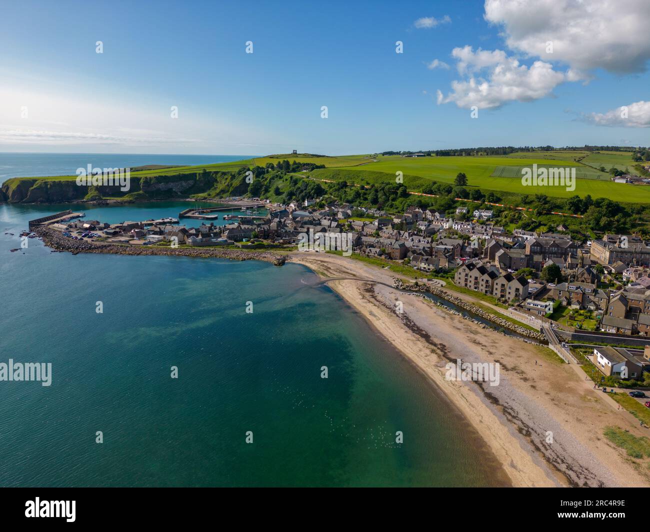 Aerial drone photo of the coastal town named Stonehaven in ...