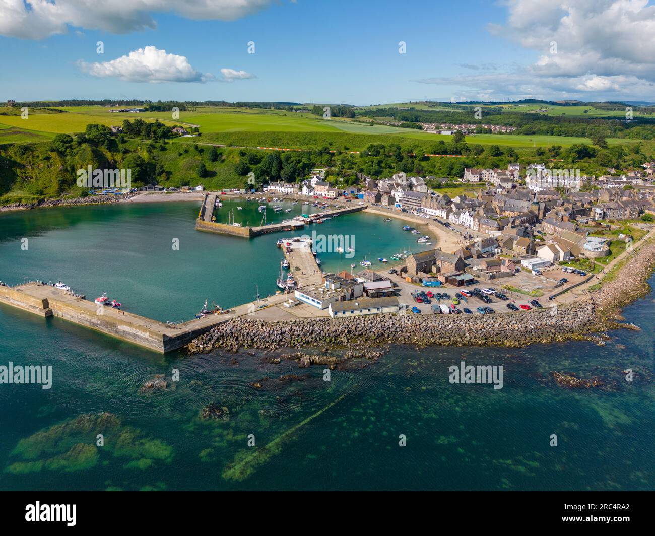 Aerial drone photo of the coastal town named Stonehaven in ...