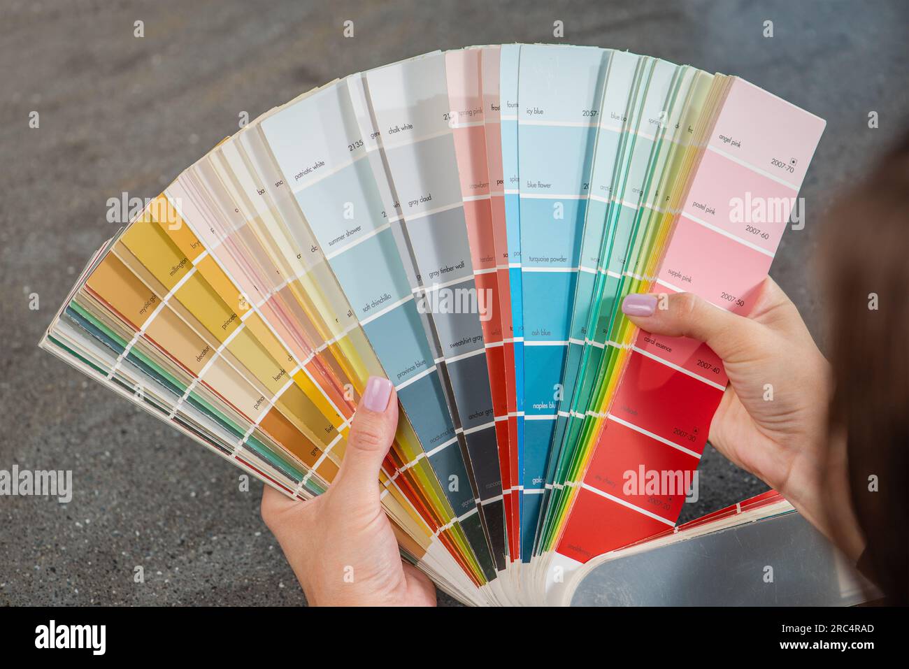 Home repairs. Choice of wall paint colors. The designer selects a color ...