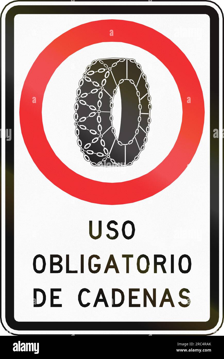 Sign road chains tire hi-res stock photography and images - Alamy