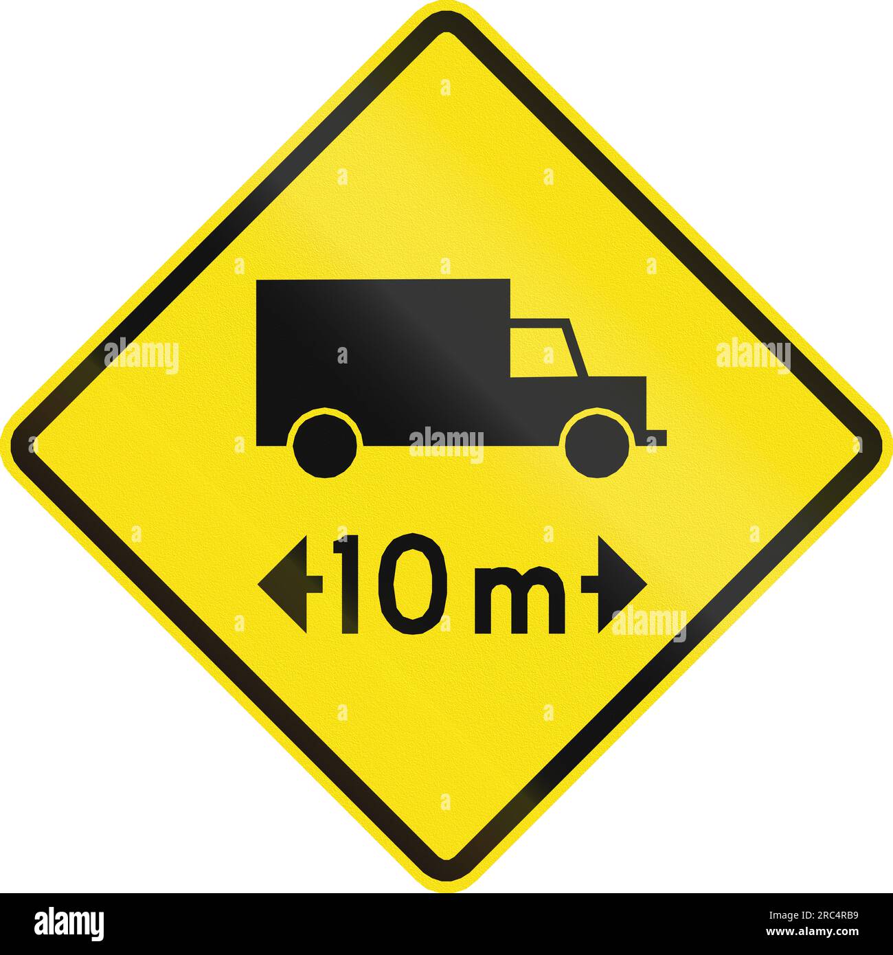 Warning road sign in Chile: Length restriction ahead (10 meters Stock ...