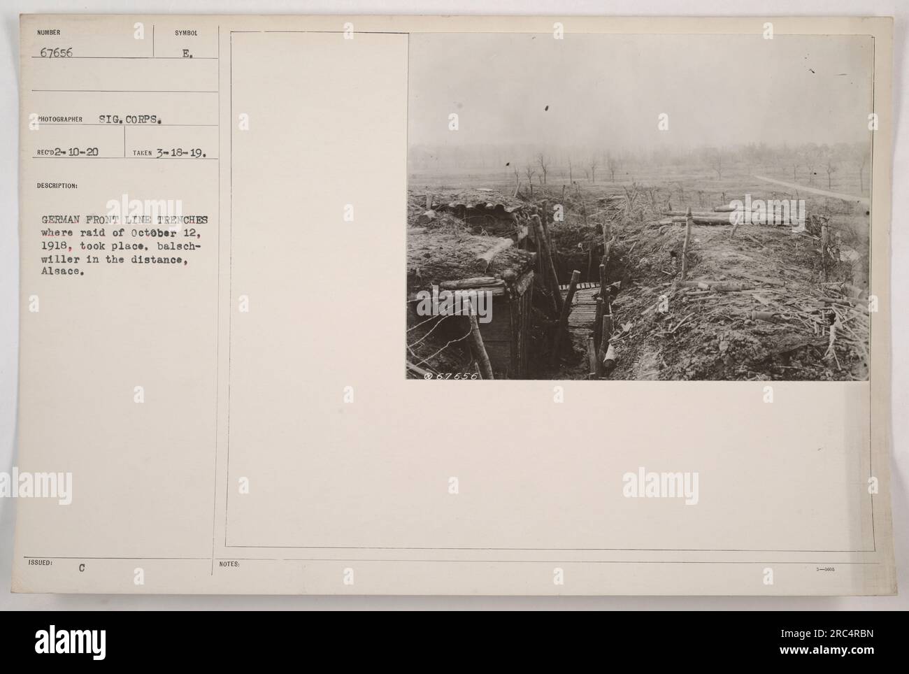 The image shows the German front line trenches where a raid occurred on ...