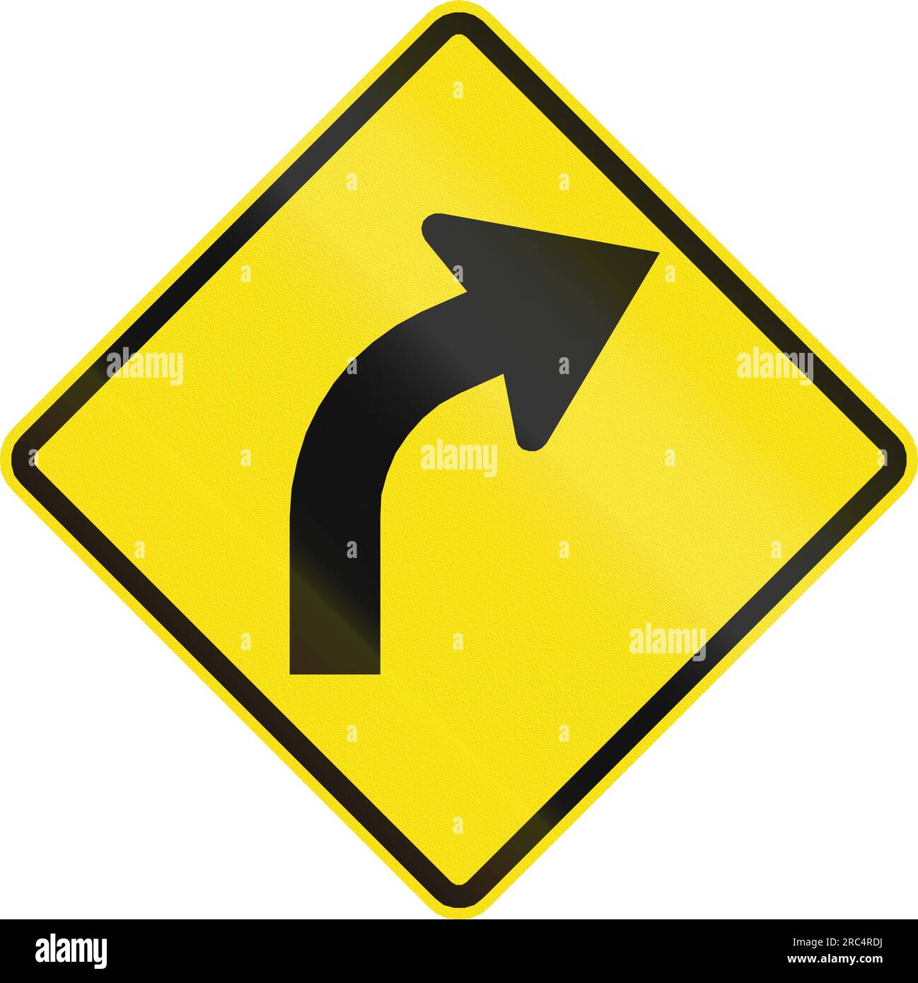 Chilean road warning sign: Right curve ahead Stock Photo - Alamy