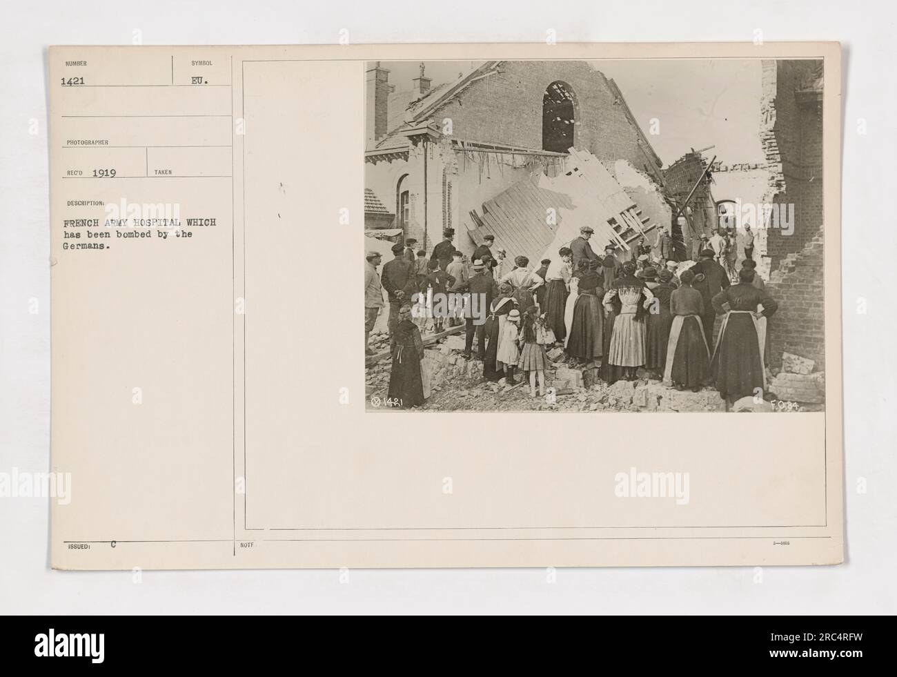 French Army hospital damaged by German bombing during World War One ...