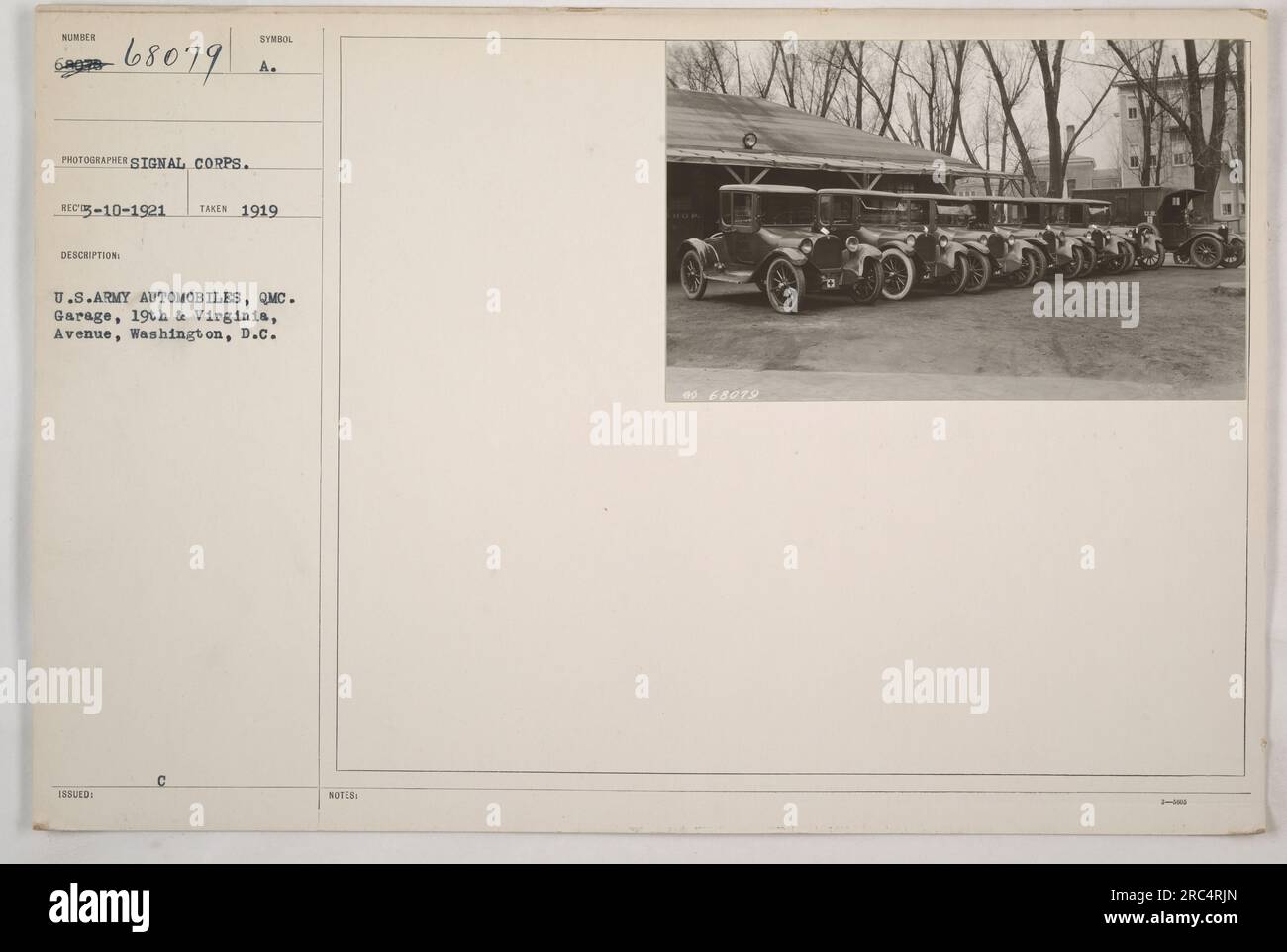 U.S. Army automobiles parked at the QMC Garage on 19th & Virginia ...