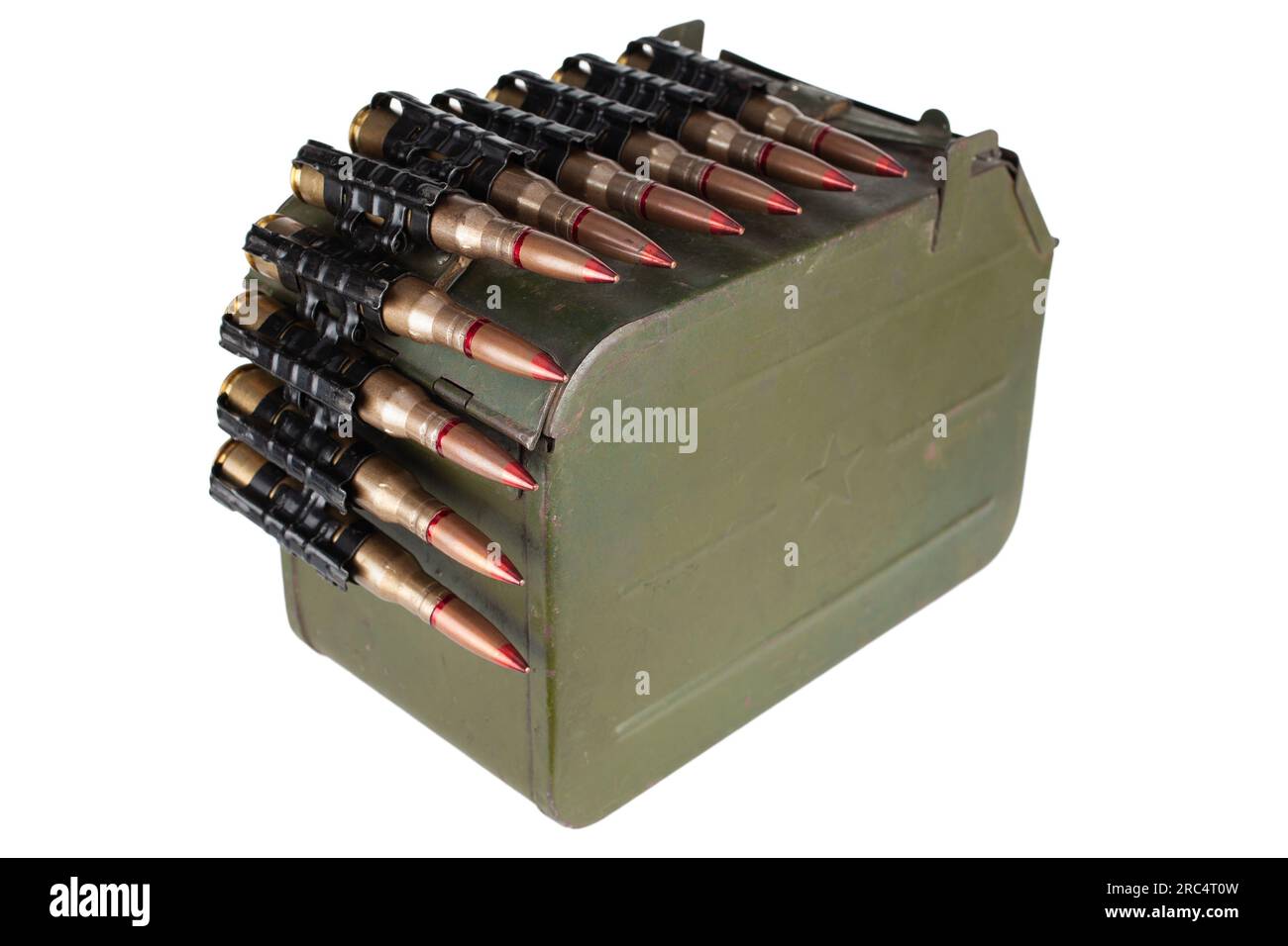 Ammo box with ammunition belt and 12.7mm cartridges for heavy machine ...