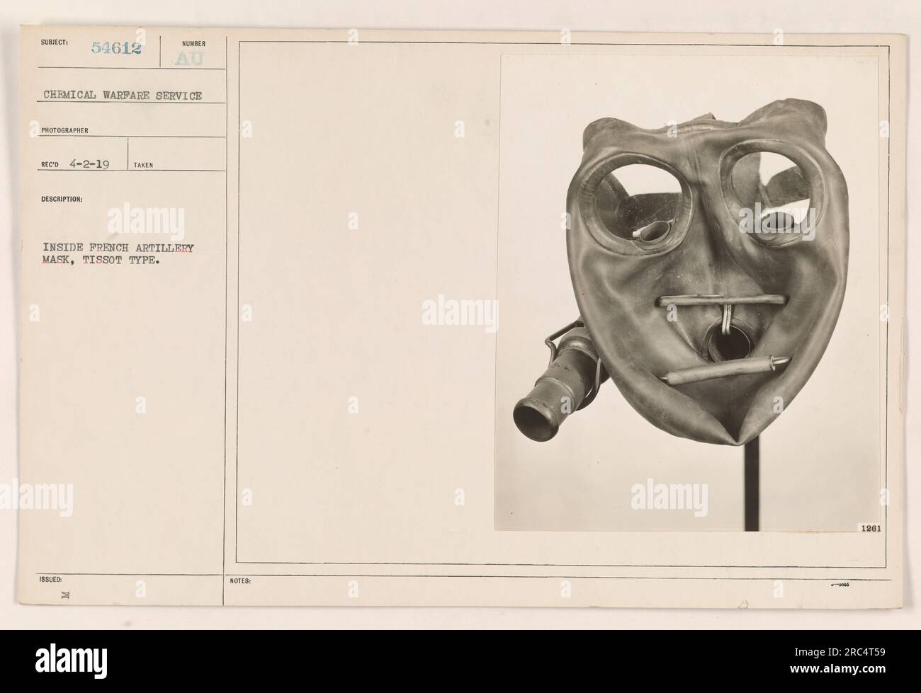 Soldier wearing a French artillery mask of the Tissot type. This ...