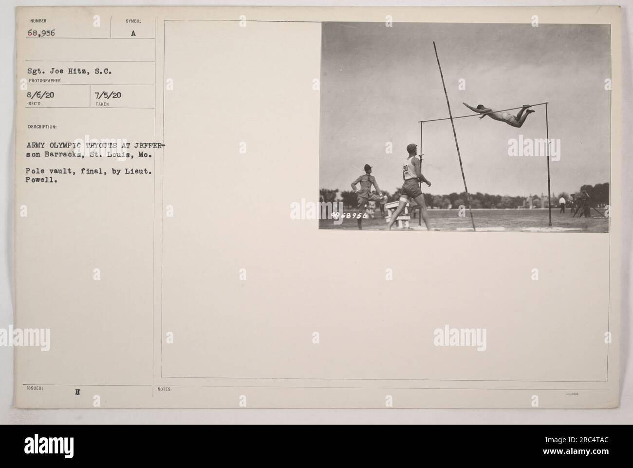 Lieutenant Powell competes in the pole vault final during the Army ...