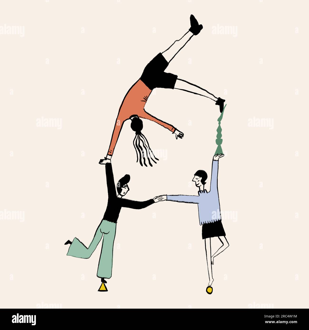 Vector illustration of full body of positive young male and females ...