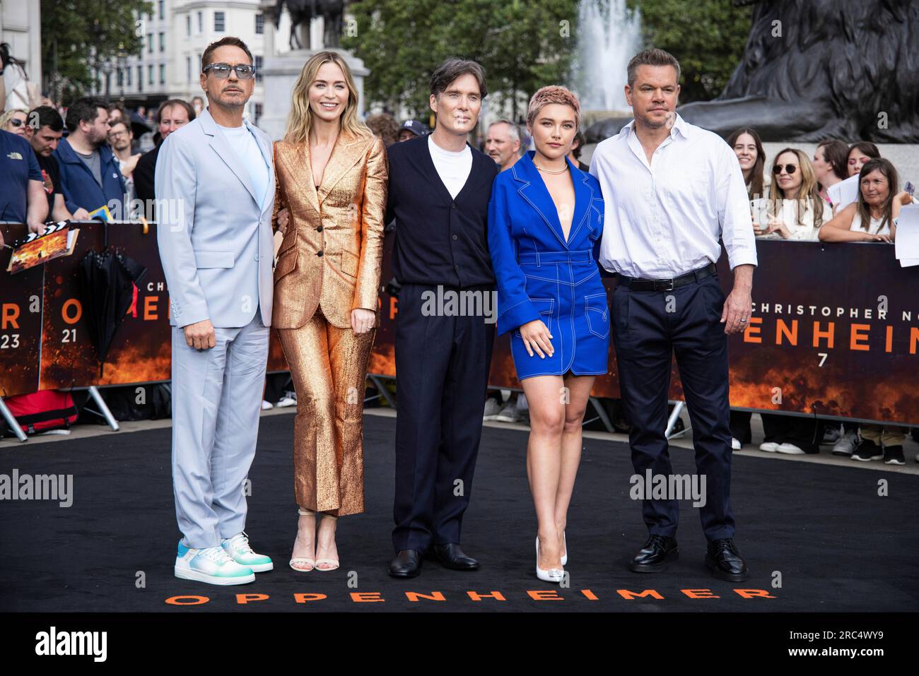Cillian Murphy, Emily Blunt, Robert Downey Jr., Florence Pugh, and Matt Damon pose for ...