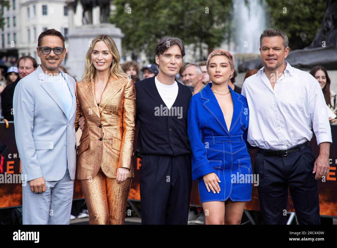 Cillian Murphy, Emily Blunt, Robert Downey Jr., Florence Pugh, and Matt Damon pose for ...